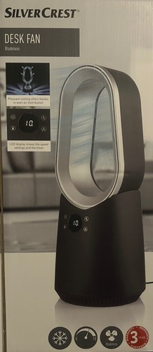 Silvercrest Blade less LED Display Desk Fan - Latest Model 2025 | eBay UK