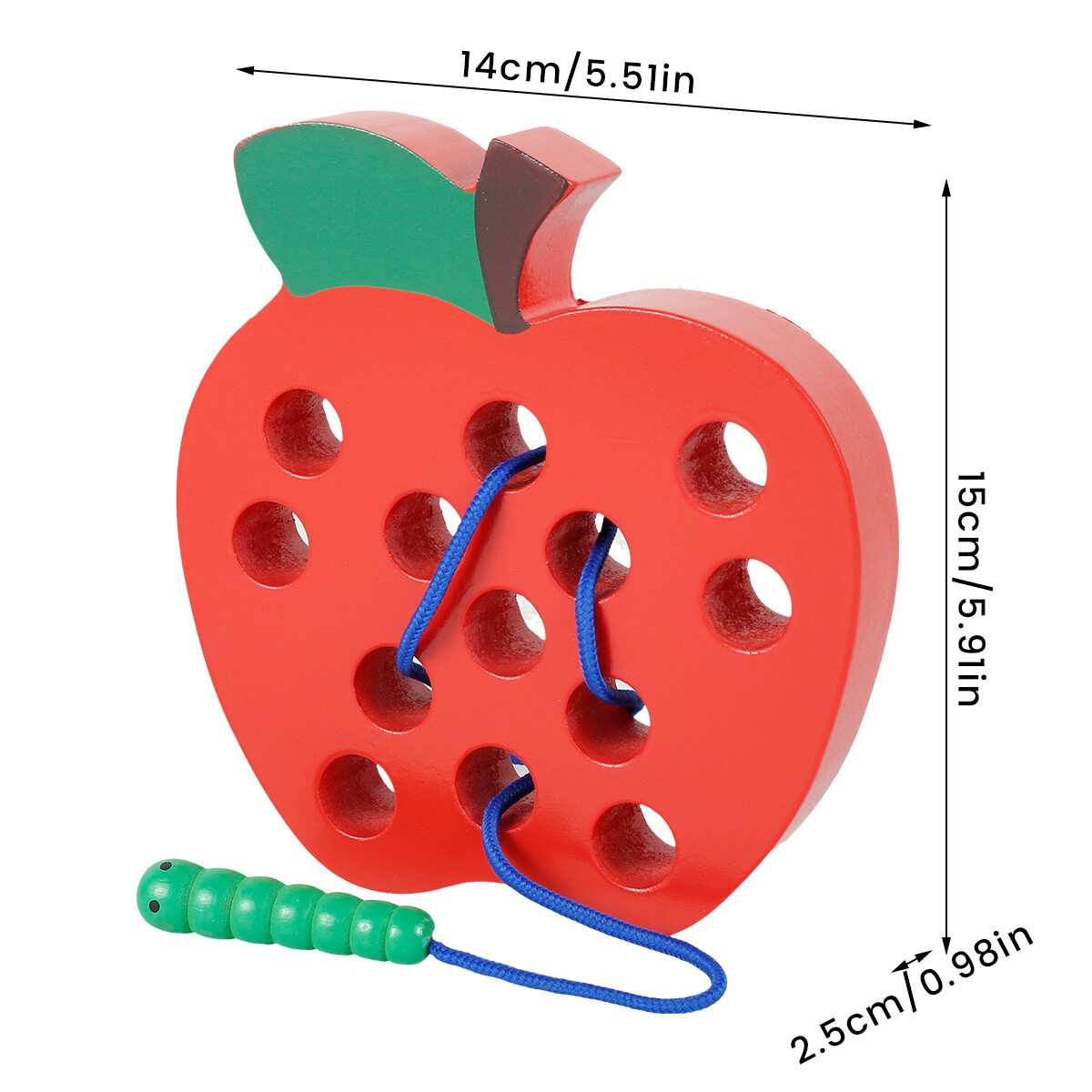 Wooden Lacing Threading Toys Worm Eat Apple Baby Wood Block Puzzle ...