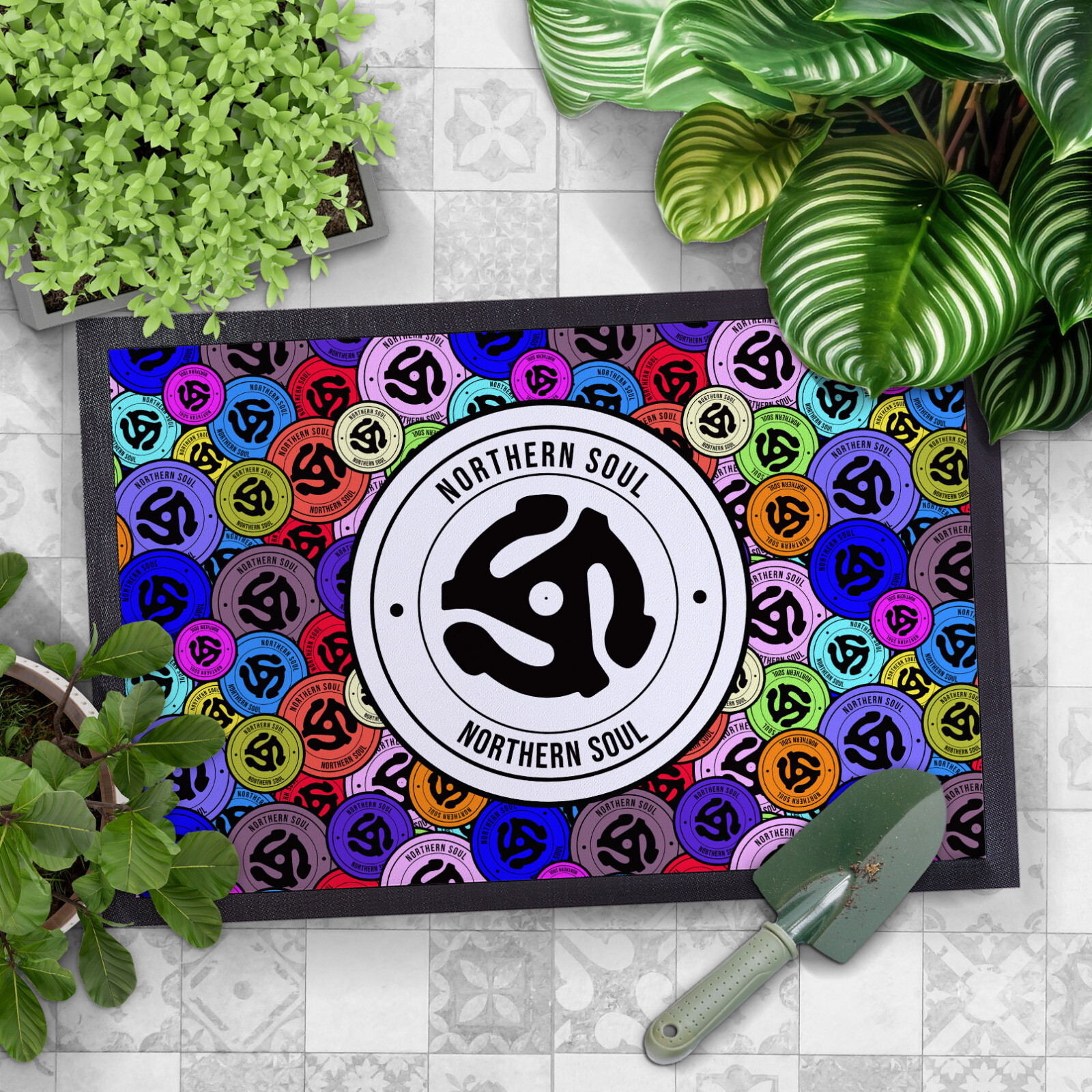 Coloured Northern Soul Record Spindle Blue Design - Door Mat - 60cm x ...