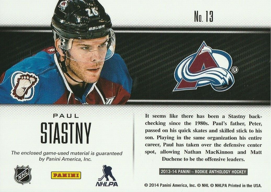 2013-14 Luxury Suite #13 Paul Stastny Stick/199 | eBay