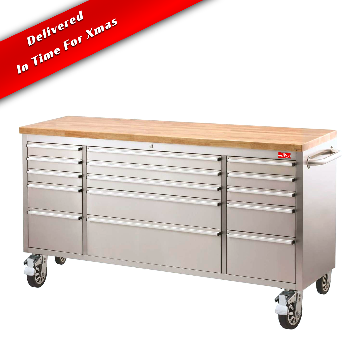 CRYTEC POWER 72in Stainless Steel 15 Drawer Work Bench Tool Box Chest ...