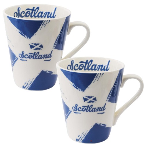 Set of 2 Scotland Ceramic Mugs Saltire Grunge with Scotland Wording ...