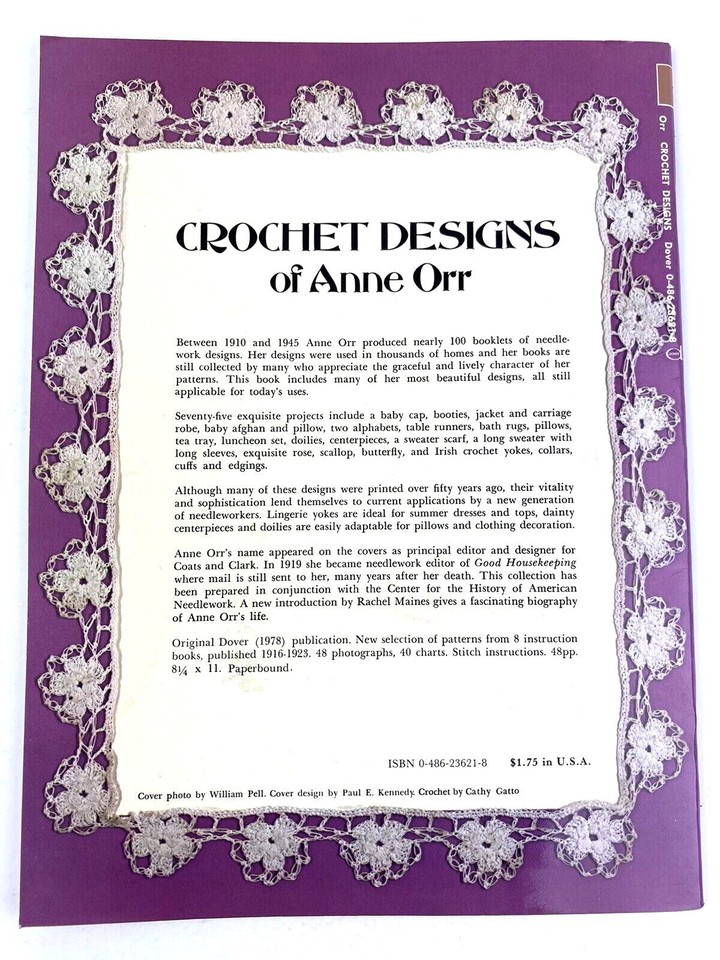 Crochet Designs of Anne Orr 1977 Dover Needlework Series Vintage ...