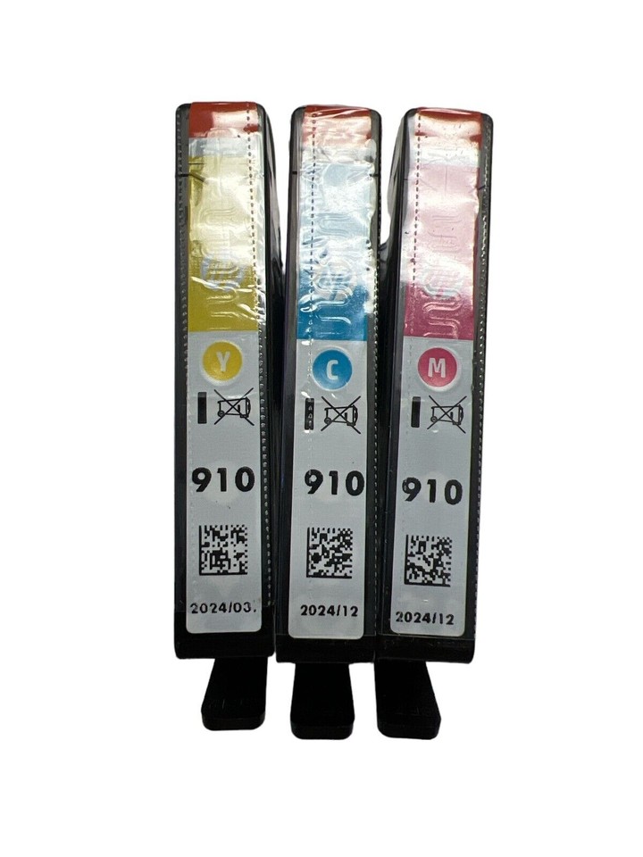 New Genuine HP 910 CMY Ink Cartridges OfficeJet Pro 8020 8025 exp 2025 ...