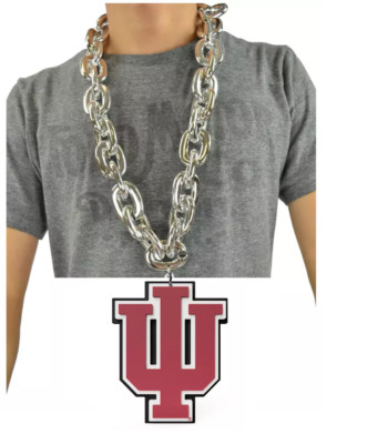 New NCAA INDIANA HOOSIERS BIG Fan Chain Foam Silver Necklace Made in ...