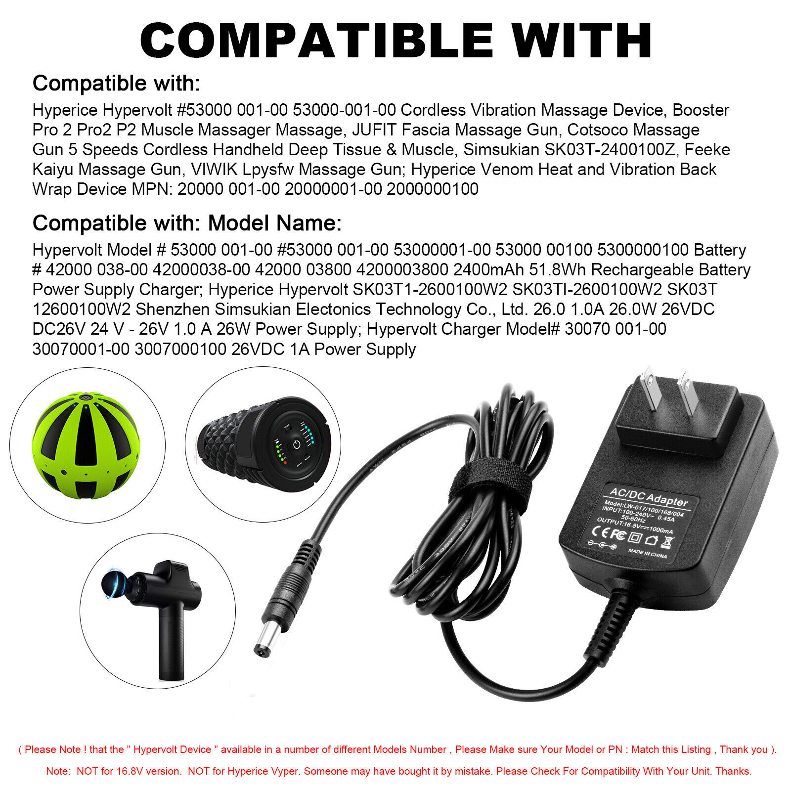 25.2V Adapter Charger for Hyperice Hypervolt #53000 001-00 Massager ...