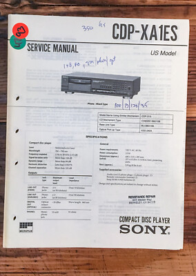 Sony CDP-XA1ES CD Player Service Manual *Original* | eBay