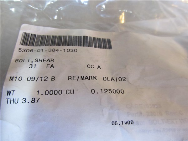 31 Aircraft Shear Bolts Part # MS14181-05006L Inconel 718 $2325.00 | eBay