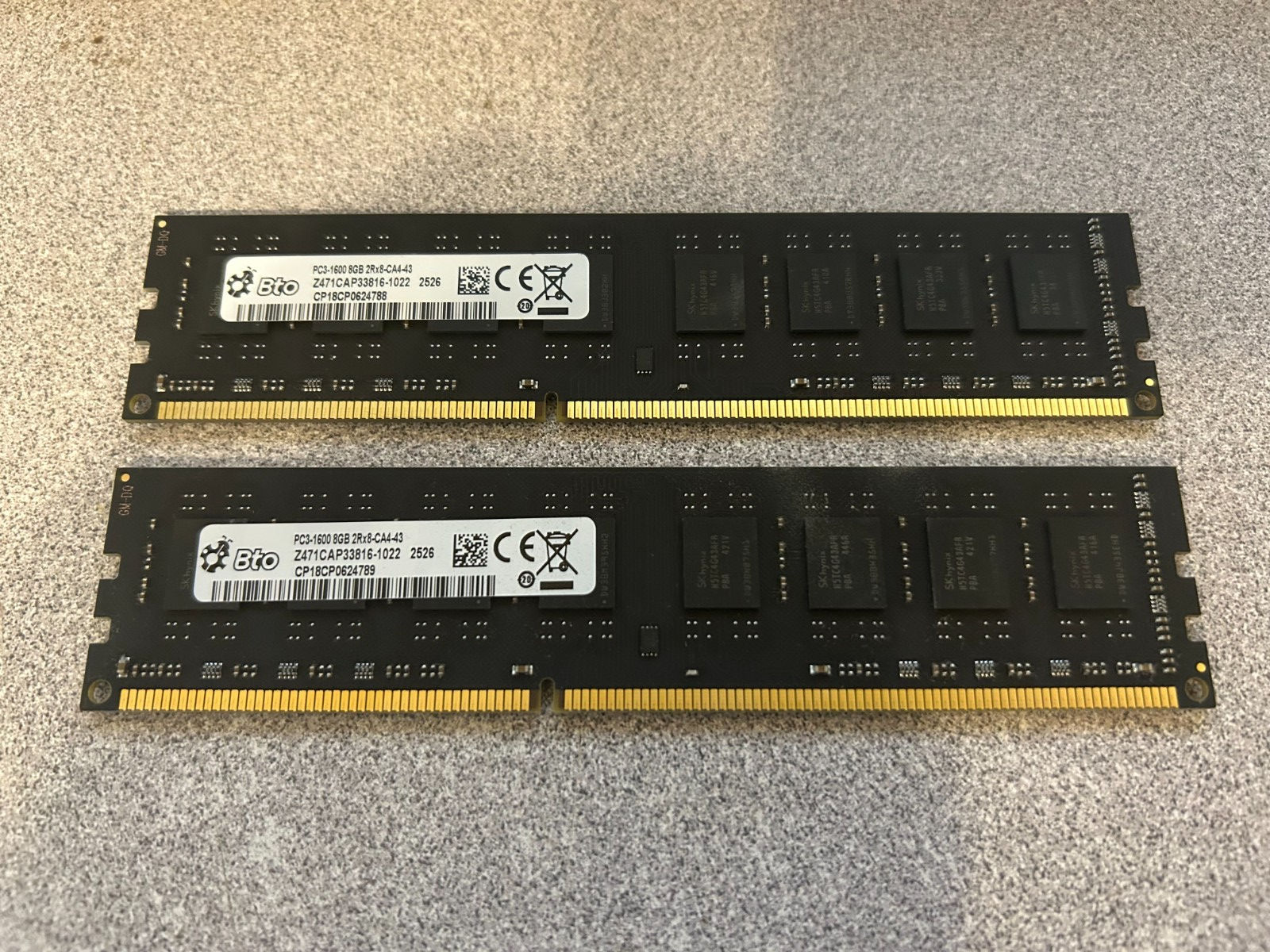 Lot of 16 GB (8 GB x 2 sticks) Bto PC3-1600 DDR3 Desktop RAM Memory | eBay