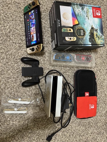 Nintendo Switch OLED Bundle (TOTK)+128GB memory card(w/games)+carrying ...