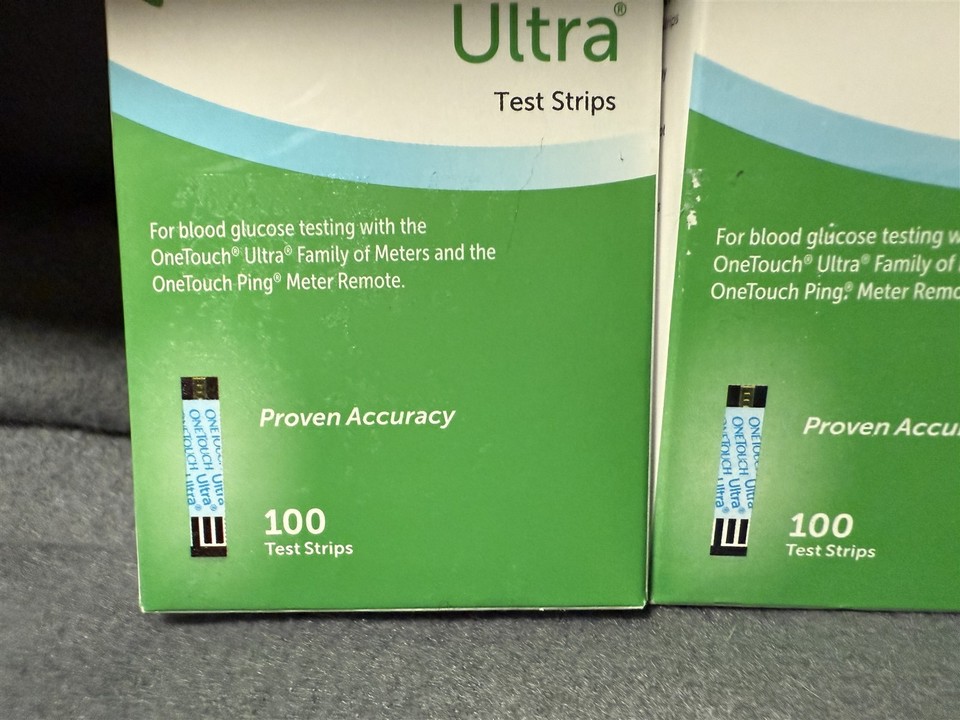2x ONETOUCH ULTRA 100 CT DIABETIC TEST STRIPS "200 TOTAL" SEE PICTURES ...