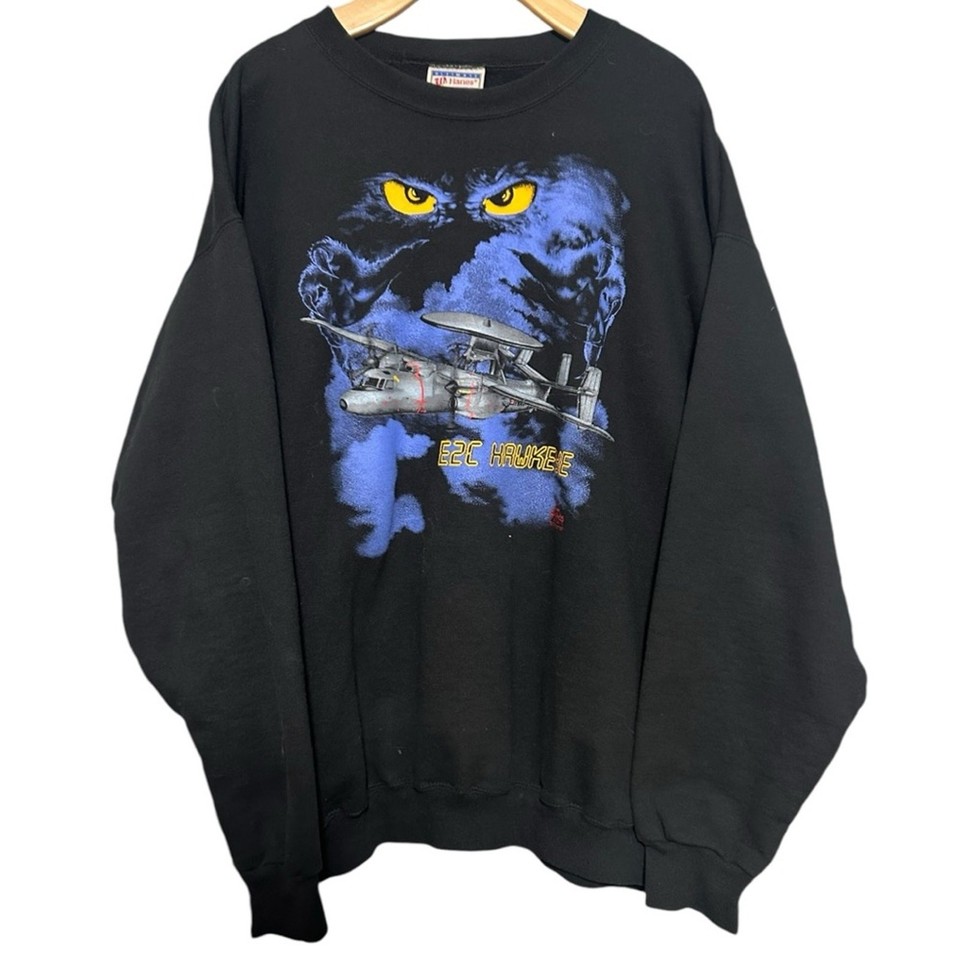Hanes Vintage 1994 Men’s Size L Black E2C Hawkeye UCAS-D Pullover Sweatshirt | eBay