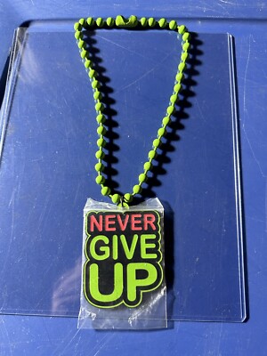 WWE John Cena ~ Never Give Up ~ Necklace, WRESTLING Green Metal Beads ...