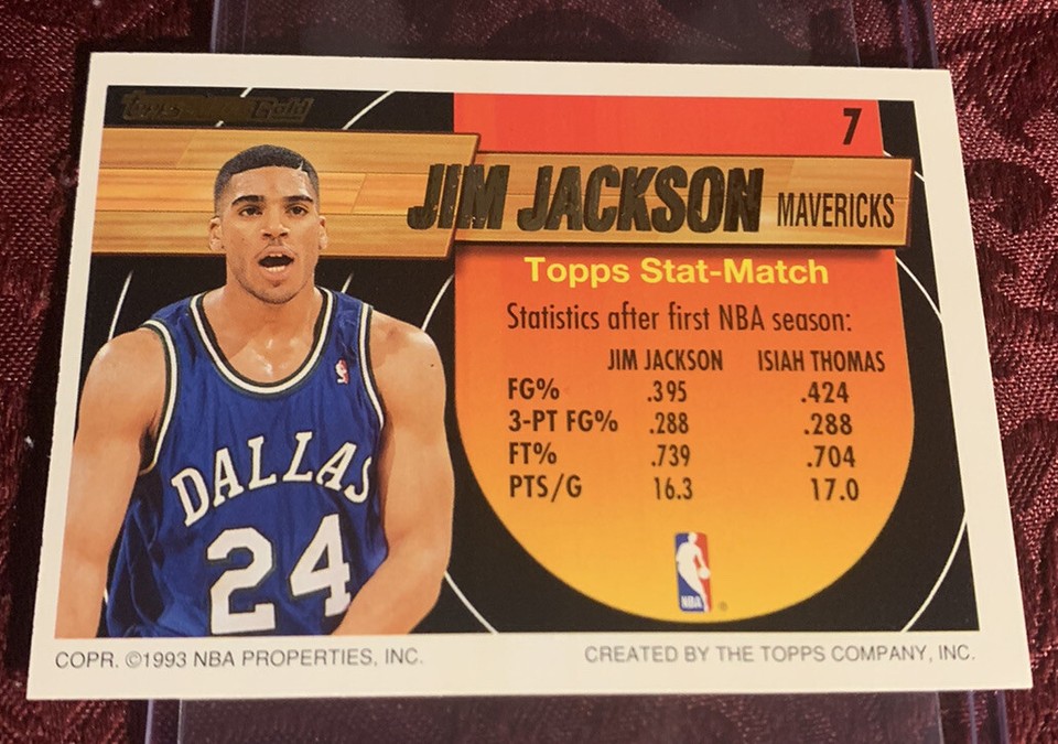 Jim Jackson 1993-94 Topps BLACK GOLD Card # 7, Ohio State / Dallas ...