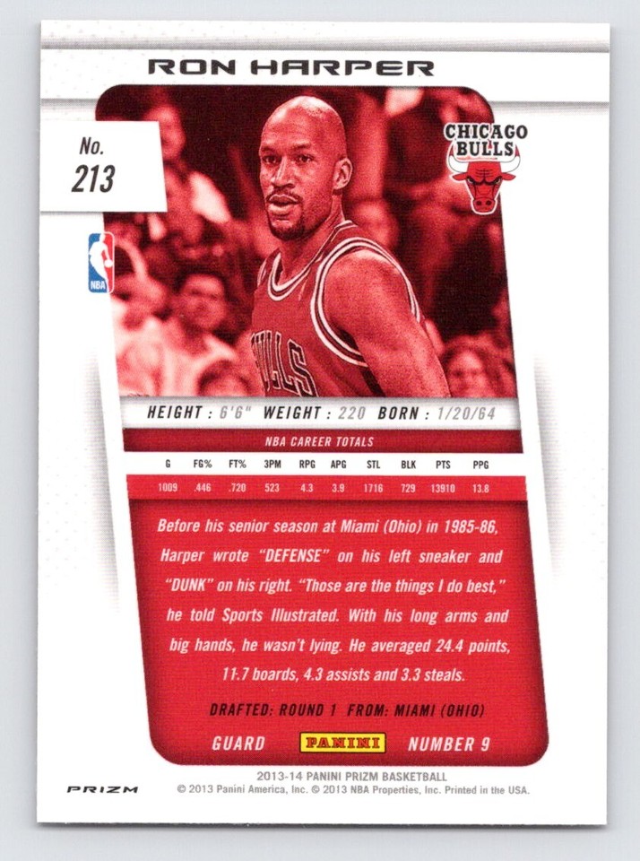 Ron Harper 2013-14 Panini Prizm Red #213 Chicago Bulls | eBay