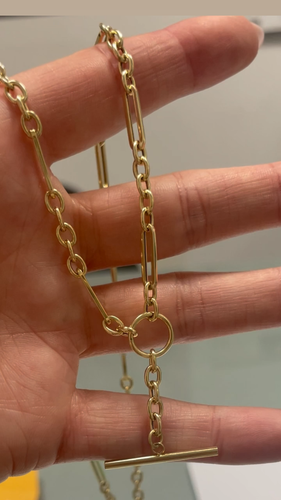 14k Yellow Gold Paperclip Necklace - Paper Clip Necklace - Fancy Gold ...