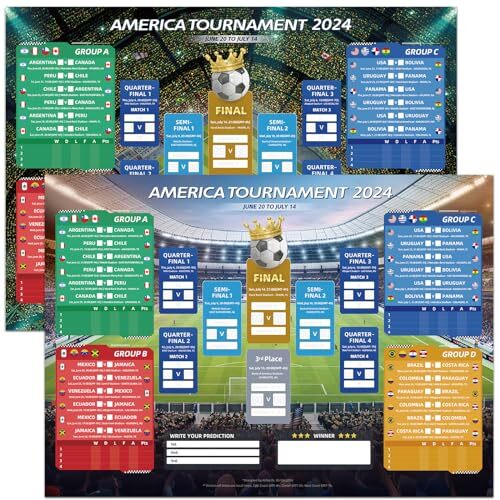 2 Styles Soccer Match Wall Chart Poster for COPA America A2-2 Designs ...