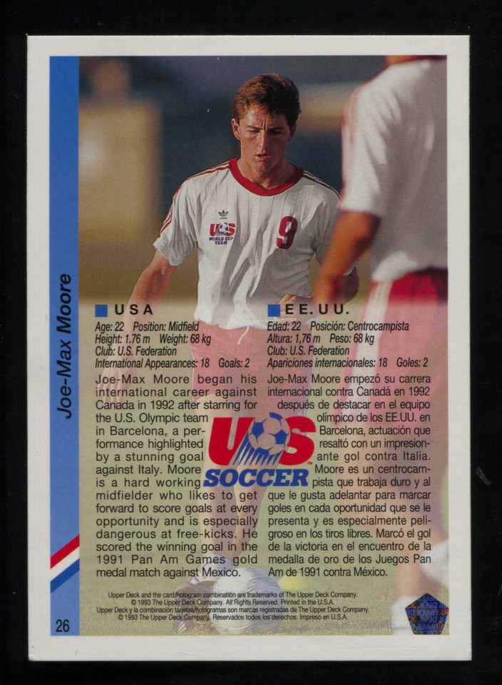 Joe-Max Moore Upper Deck World Cup USA 1994 #26 | eBay