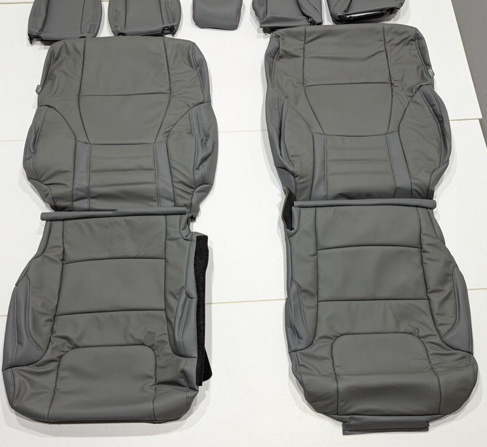 For Toyota Tundra Double Cab SR SR5 2022-2025 Grey Leather Seat Covers ...