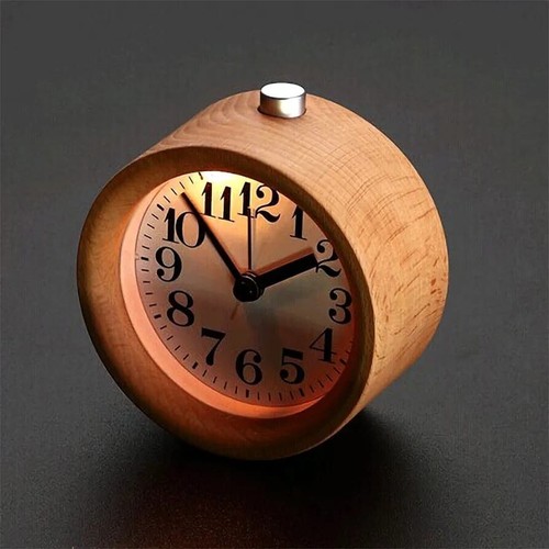 Wooden Table Clock, Analogue Clock for Bedrooms, Table with Night Light ...