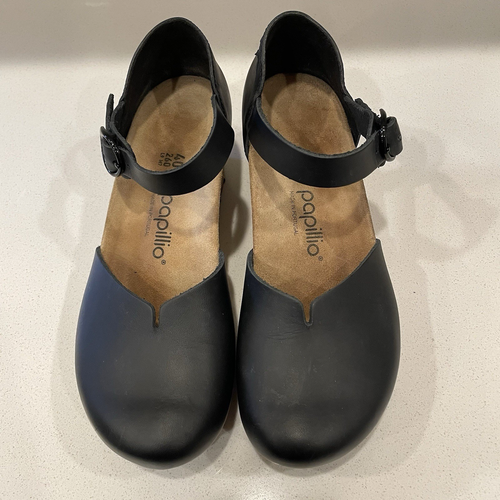 Papillio by Birkenstock Leather Mary Janes Wedge Heels Shoes Women's Sz ...