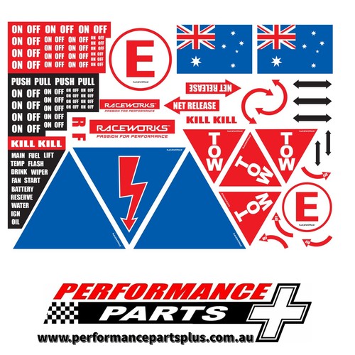 RACEWORKS RACE CAR DECAL SHEET, Motorsport Aust. & AASA Approved. | eBay