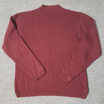 Alex cannon sweater knit men's large wool blend maroon dark red | eBay