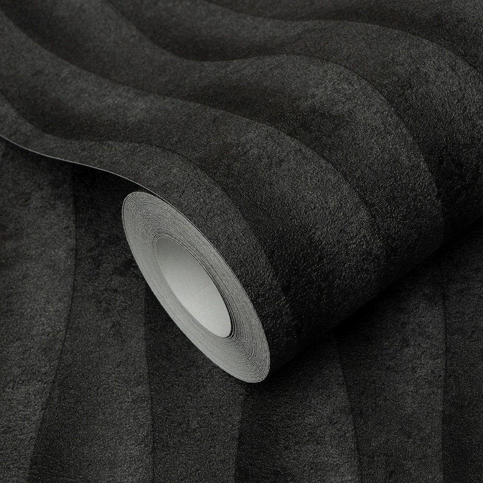 Guido Maria Kretschmer non-woven wallpaper waves concrete black (4,27 ...