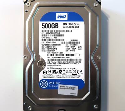 WD WD5000AAKX-60U6AA0 Hgrnhtjahb (WCC2) Thaïlande 500gb 3.5 " SATA ...