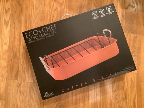 Eco+Chef - 16" Roaster Pan Ceramic Nonstick Cookware - Copper Series ...