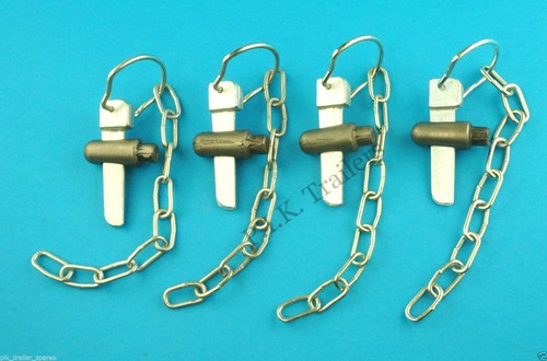 4 x Flat Sword Cotter Pin & Chain & Weld-on Lugs Trailer Door Tail ...