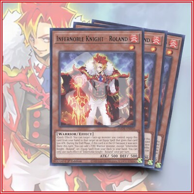 YuGiOh INFERNOBLE KNIGHT ROLAND x3 | AMDE ️ POWERFUL RARE CARD ️ 1ST ...