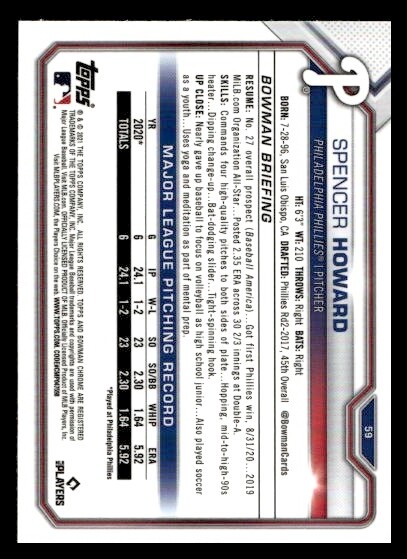 2021 Bowman Chrome Spencer Howard 59 RC | Texas Rangers | eBay