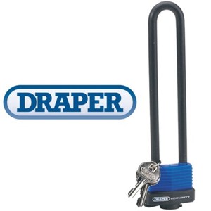 DRAPER HEAVY DUTY EXTRA LONG SHACKLE PADLOCK + 2 KEYS Weatherproof ...