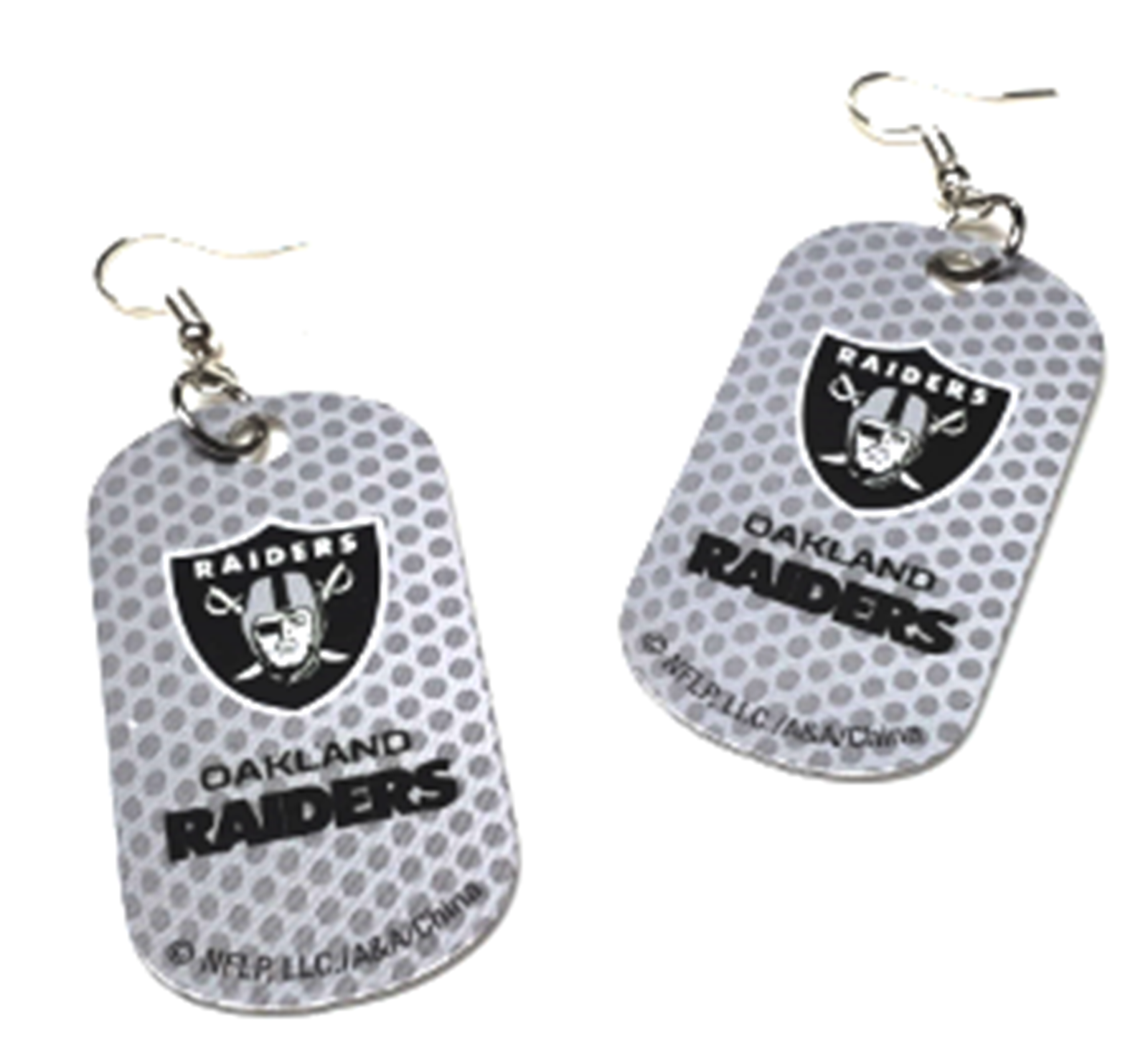 OAKLAND RAIDERS EARRINGS DOG TAG METAL NEW LICENSED NFL FOOTBALL CHARMS ...