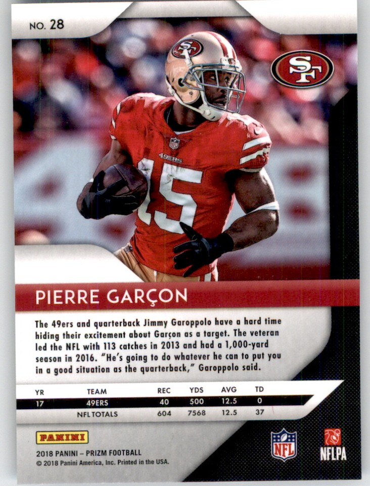 2018 Prizm Pierre Garcon NFL PWE Base Card 49ers #28 | eBay