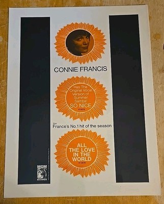 CONNIE FRANCIS - Frances #1 Hit "All The Love In The World" Poster Ad ...