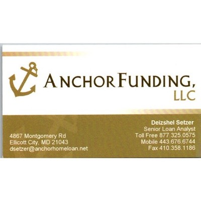 Anchor Funding LLC Deizshel Setzer Ellicott City MD Business Card STB7 ...