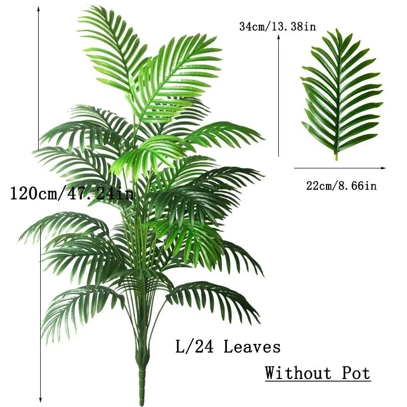 90-120cm Large Artificial Palm Tree Tropical Fake Plants Green Plastic ...
