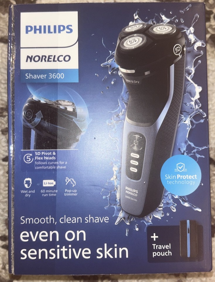 New Philips Norelco Shaver 3600 Rechargeable Wet and Dry Electric S3243 ...