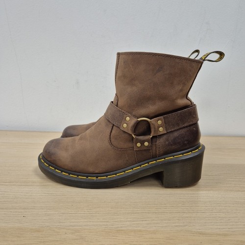 Dr Martens Alodie Chelsea Harness Crazy Horse Brown Heeled Chunky Boots ...