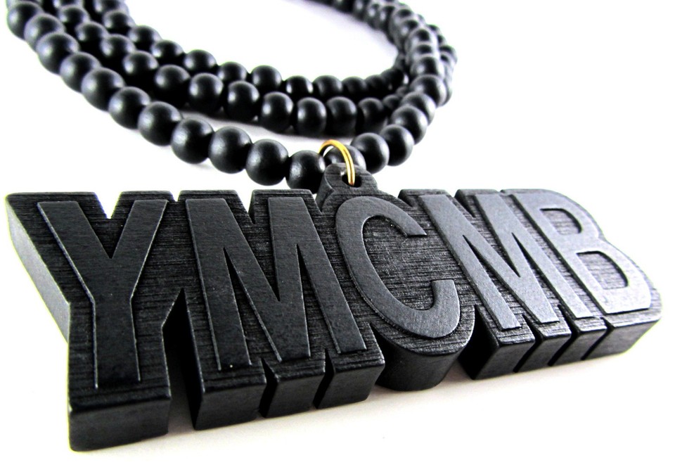 WOODEN YOUNG MONEY YMCMB PENDANT 36" CHAIN NECKLACE GOOD WOOD LIL WAYNE ...