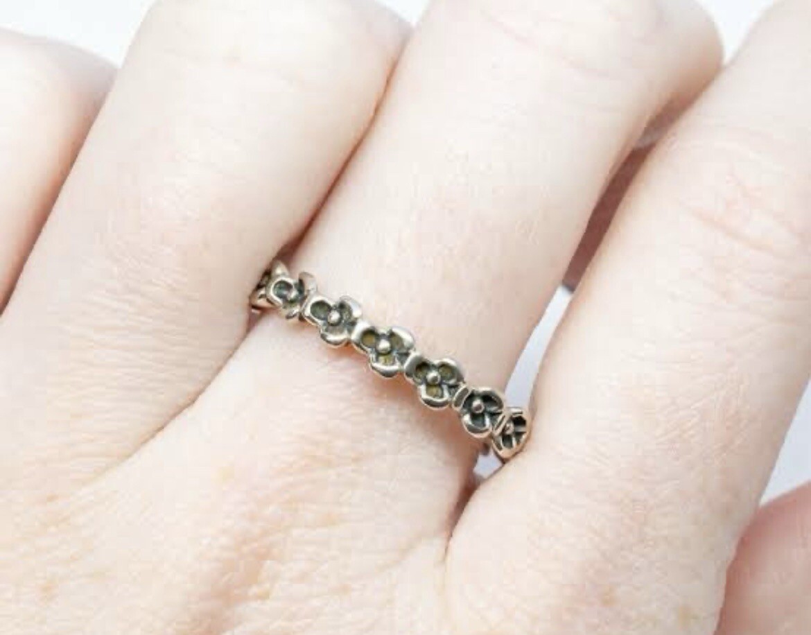 Genuine Pandora Stackable Flower Eternity Ring Sterli… - Gem
