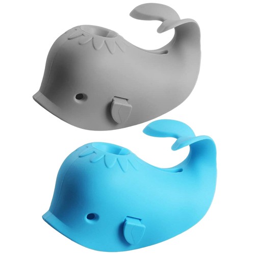 Bath Faucet Cover Whale Bathtub Spout Cover Soft for Kids Blue Or Grey ...
