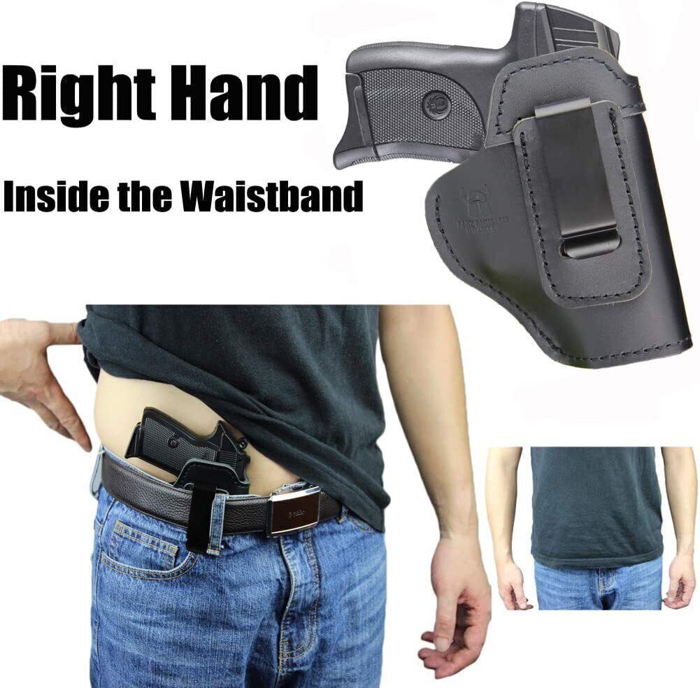 Tactical Concealed Carry Right Hand Gun Holster IWB Pistol Leather Belt ...