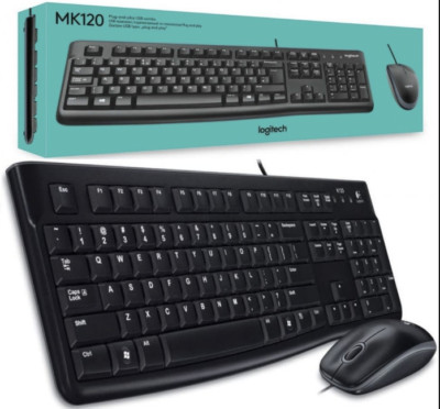 Logitech MK120 K120 Wired USB Keyboard Mouse Desktop Combo Set | eBay