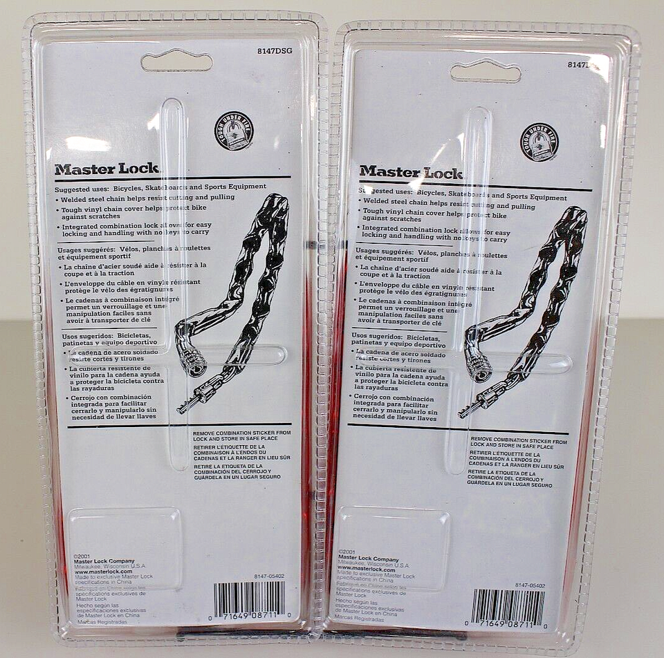 Master Lock Bicycle Combination 4' Chain Lock Unopened | eBay