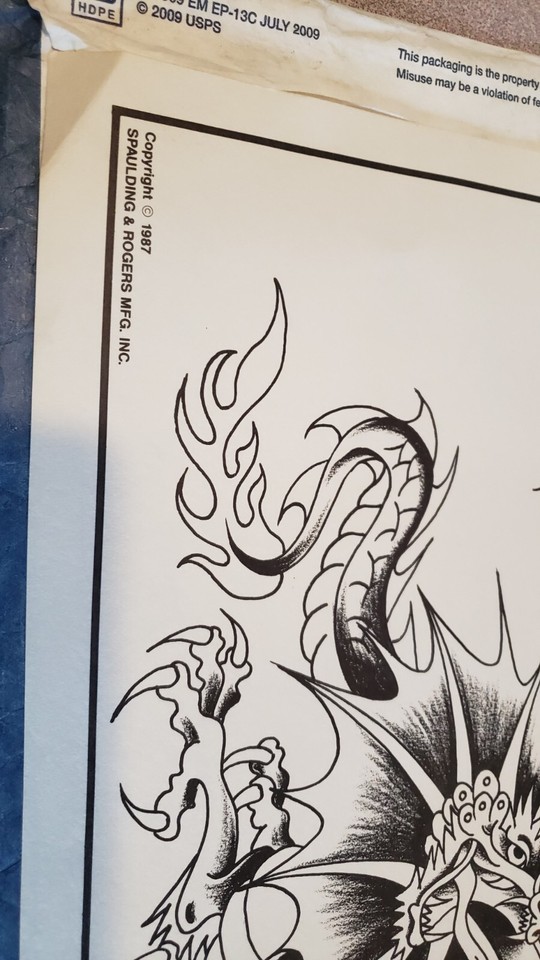 RARE Vintage 1987 Spaulding Rogers Tattoo Flash Sheet Dragon Tiger ...