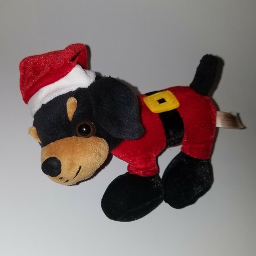 Santa Claus Black Puppy Dog Plush 7" Stuffed Animal Toy Dan Dee ...