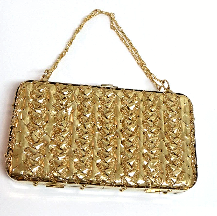 Le Regale Vintage Gold Tone Rectangle Purse made in Italy pre-owned EUC ...